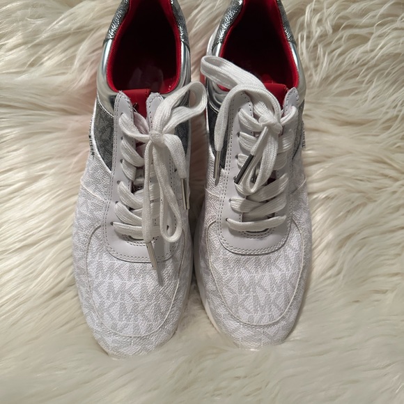 Michael Kors | Shoes | Micheal Kors Allie Trainer Mini Mk Logo Pvc ...
